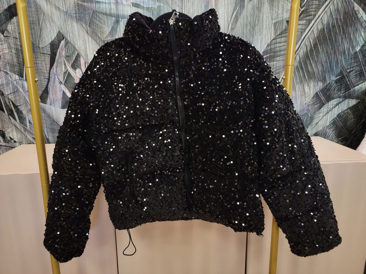 Sparkle Cropped Puffer Jacket – Vivi-Lu European Fashion Boutique Chicago